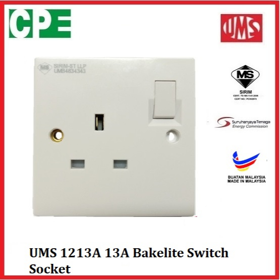UMS 1213A 13A Bakelite Switch Socket, Sirim Approved | Shopee Malaysia