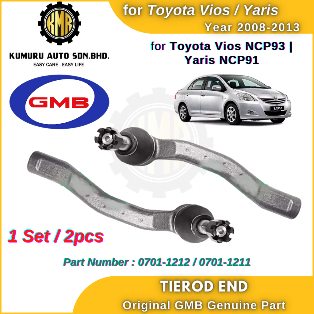(2@pcs) GMB TieRod End Set Toyota Vios NCP93 Yaris NCP91 - 0701-1212 0701-1211 45047-59135 ...