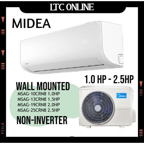 Midea Air Conditioner Wall Mounted R32 Extreme Cool Non-Inverter 1.0HP -2.5HP MSAG-10CRN MSAG ...