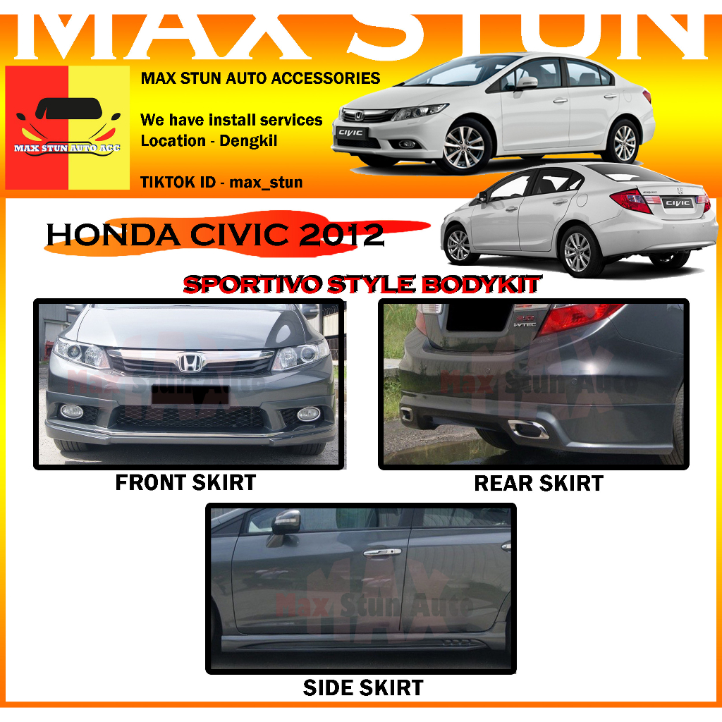HONDA CIVIC FB 2012-2015 SPORTIVO FULL SET BODYKIT SPORTIVO BUMPER ...