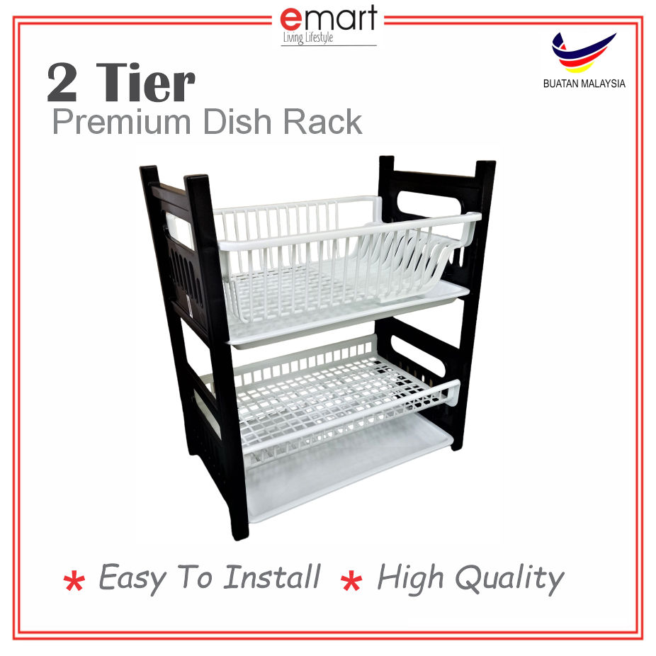 Multipurpose 2 Tier Premium Plastic Dish Drainer Kitchen Storage Organizer / Rak Pinggan / Rak ...