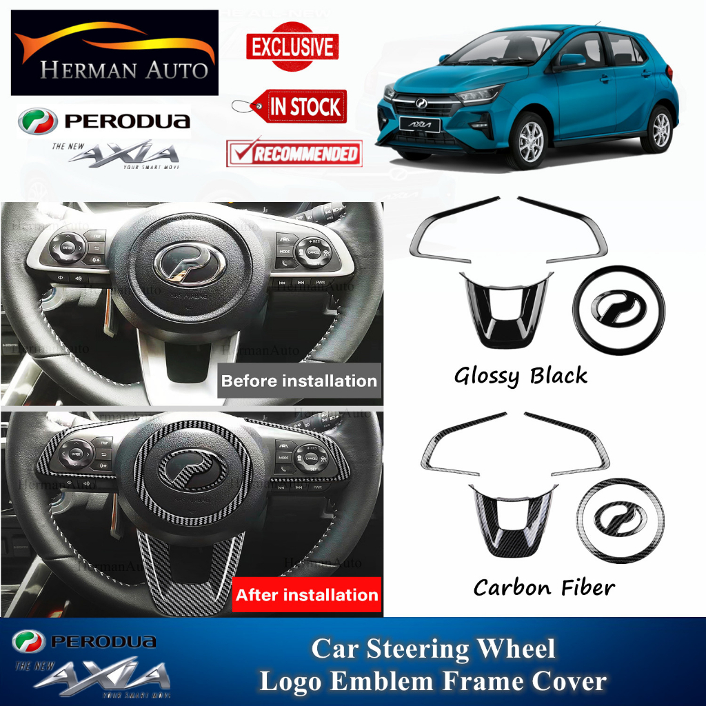 HermanAuto Perodua New Axia Baru 2023 Steering Wheel Logo Emblem Horn ...