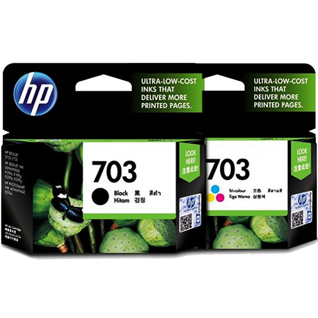 HP 703 BLACK, TRI-COLOR ORIGINAL INK CARTRIDGE | Shopee Malaysia