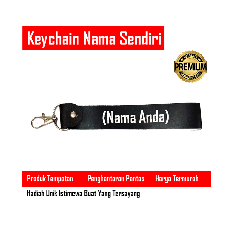 Keychain Nama Anda Sendiri | Lanyard Material 2.5 x 12 cm | Glossy ...