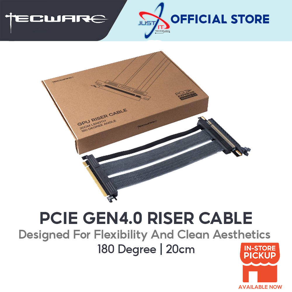TECWARE PCIE Gen4.0 Riser Cable 90 Degree/180 Degree (20cm) | Shopee ...
