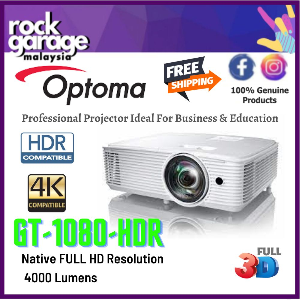 Optoma GT-1080-HDR Short Throw Projector ( GT 1080 HDR / GT1080HDR ...