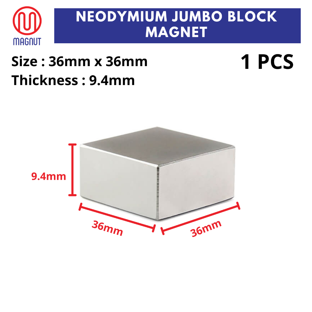 1pcs 36mm x 36mm x 9mm Rare Earth Neodymium JUMBO Block Magnet ...