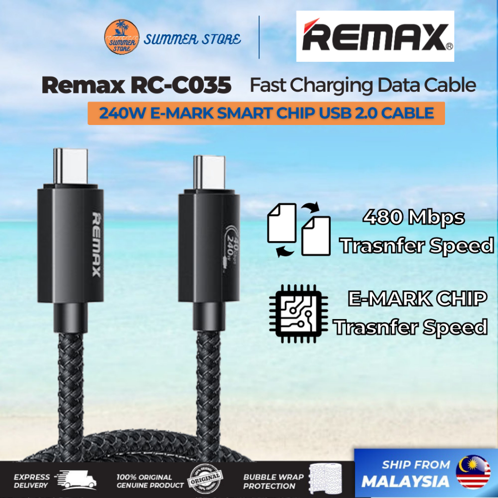 Remax RC-C035 C-C Ladon Series USB2.0 240W Fast Charging Data Cable RC-134 USB Data Cable Type-C ...