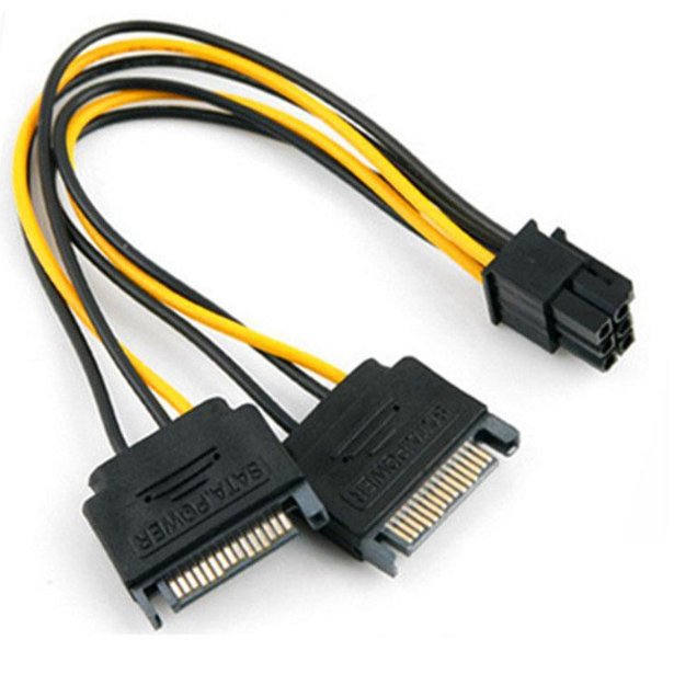 POWER SATA to POWER VGA 6 PIN PCI-e Video Card Power Cable GPU Power ...