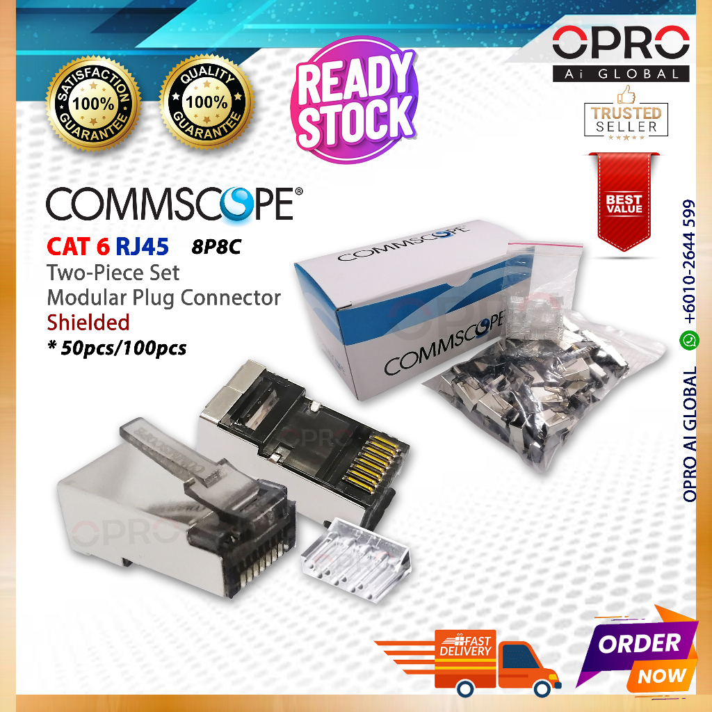 Commscope AMP® Genuine RJ45 Cat6 Shielded Modular Plug Network 8P8C ...
