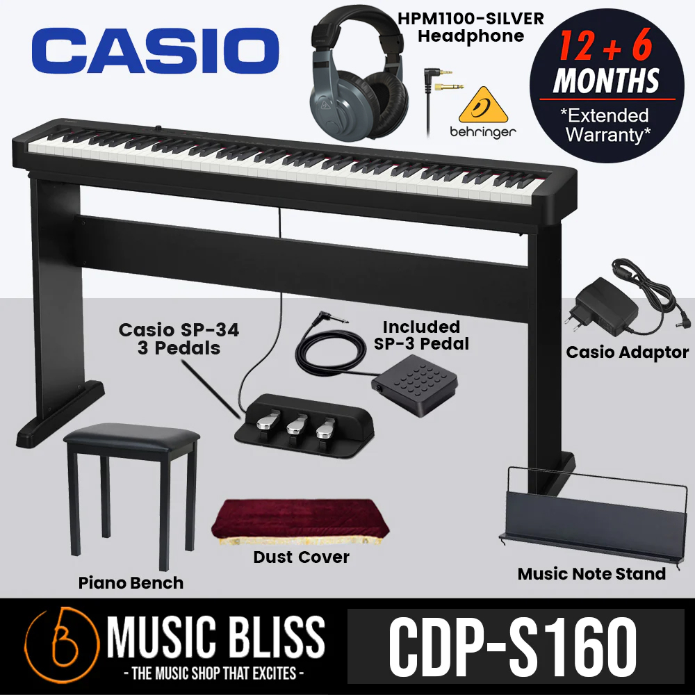 Casio CDP-S160 88-key Digital Piano Home Package - Black / Red (CDPS160 ...