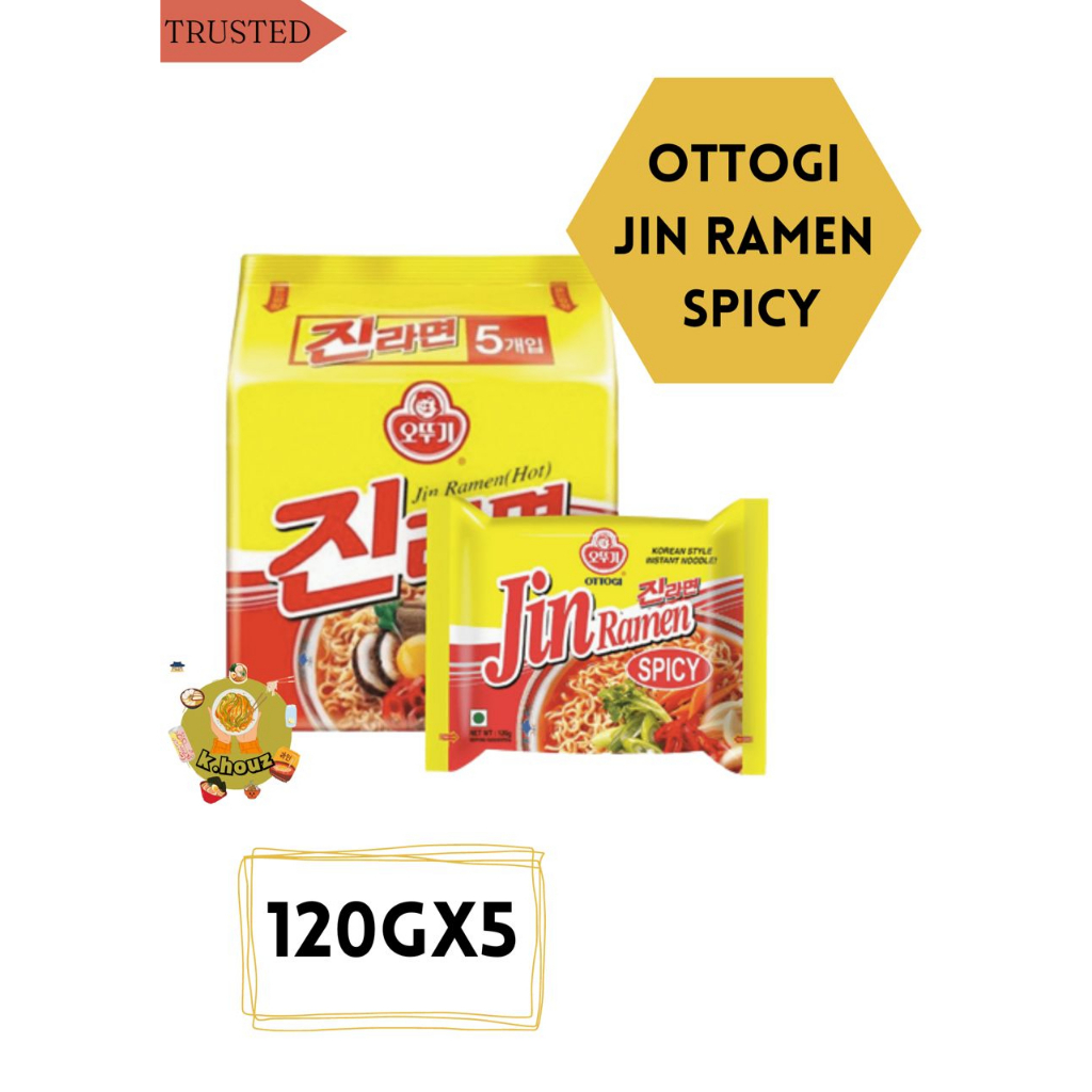Ottogi Jin Ramen Spicy 600g (120gx5) | Shopee Malaysia