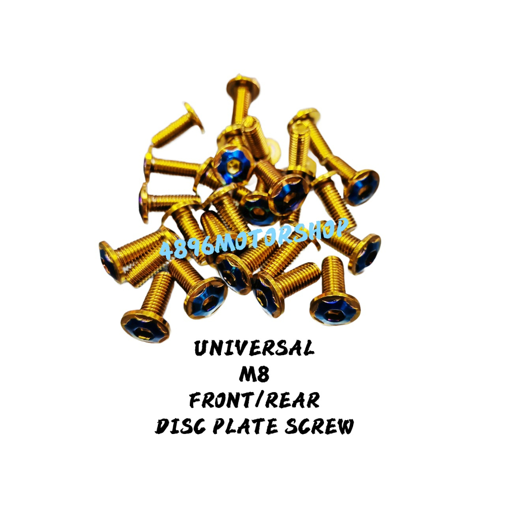 UNIVERSAL FRONT REAR DISC PLATE SCREW PIRING TITANIUM M8 DISK SKRU Y15 ...