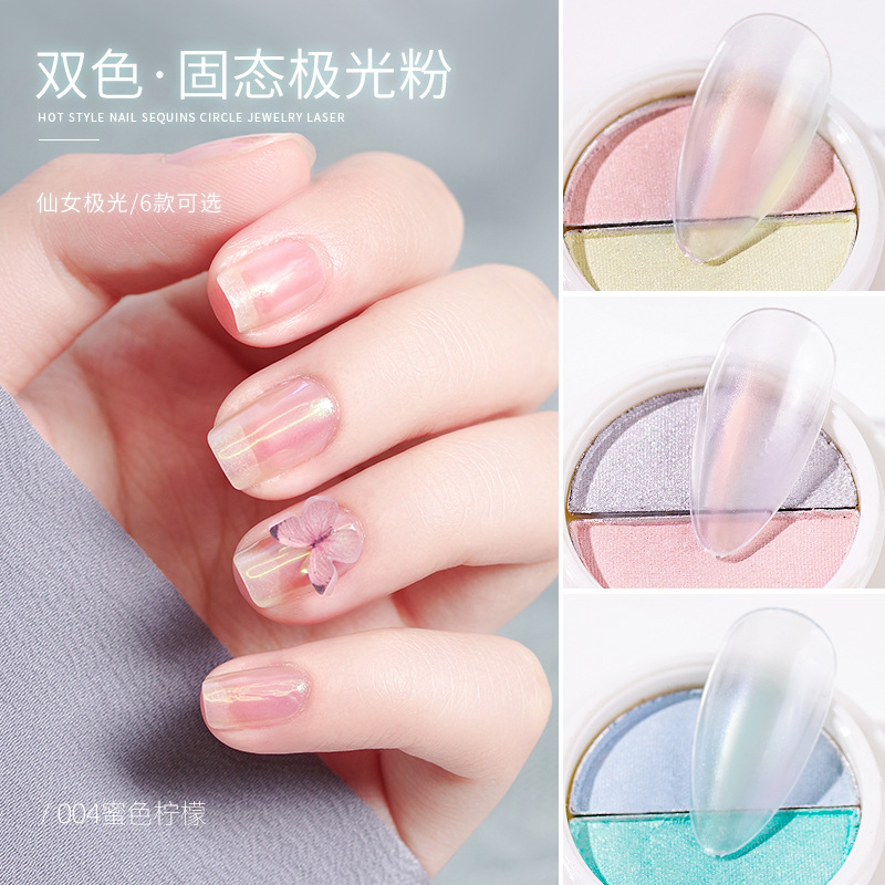 2 in 1 Mirror Powder Ombre Nail Art Laser Solid Holographic Chrome Holo ...