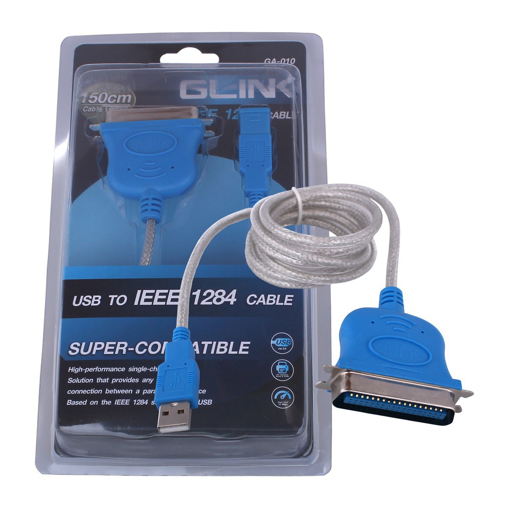 USB 2.0 To Parallel IEEE 1284 36-Pin Cable 1.5 Meter GLINK USB TO IEEE ...