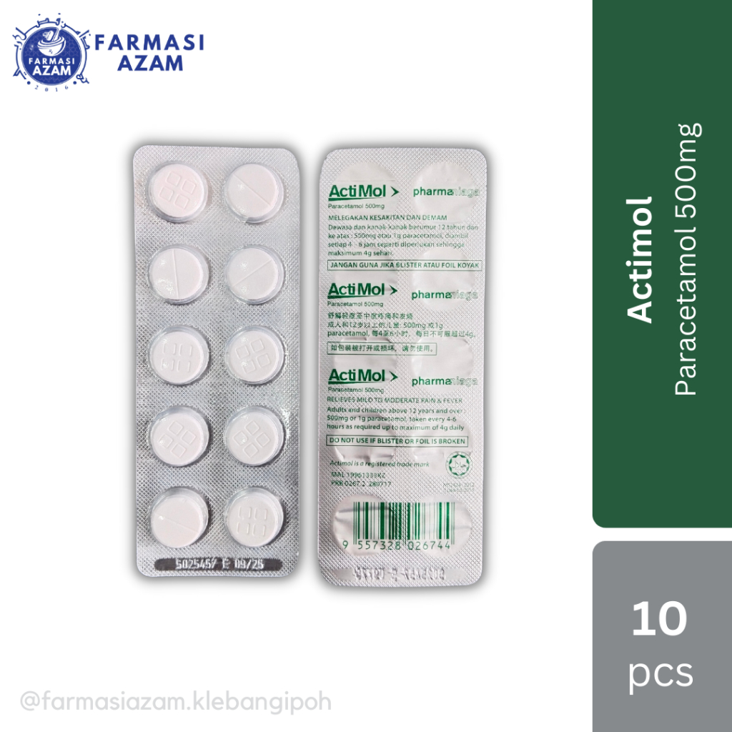ACTIMOL Paracetamol 500MG 1X10'S (EXP: 09/25) | Shopee Malaysia