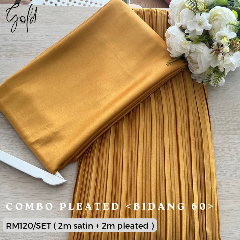 kain pleated satin dan set combo pleated dengan satin plain sesuai ...
