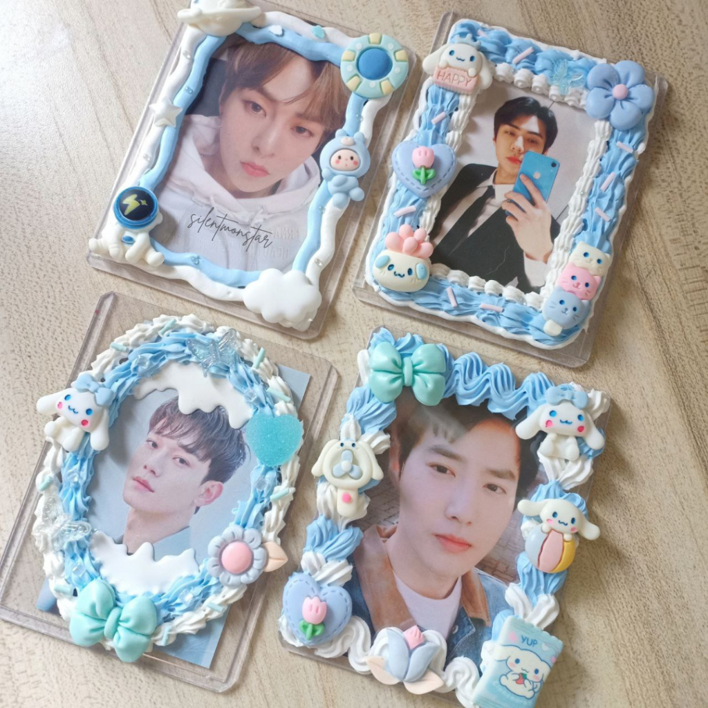 Decorated Cream Toploader with/without Bead Chain Kpop Photocard Holder ...