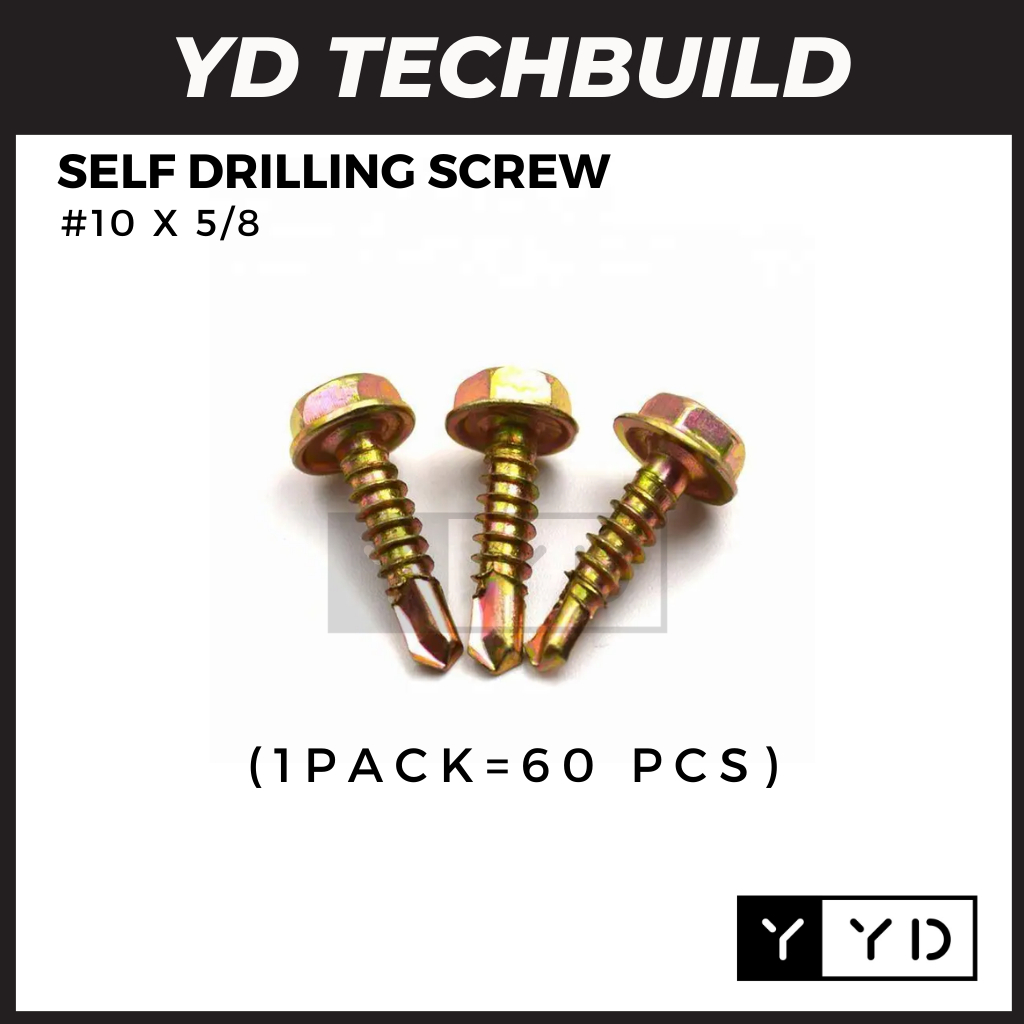 MK Self Drilling Screw #10 x 5/8 | Skru Besi | Skru Rak | (1 PACK = 60 ...