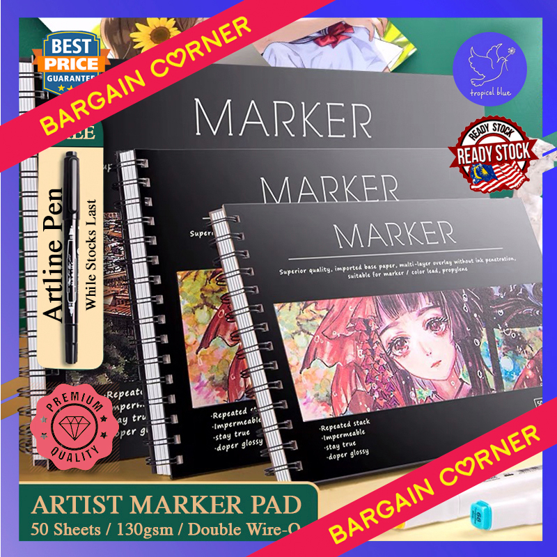 Tropical Blue Bargain Corner Marker Pad 50 Sheet 130gsm A4 Superior ...
