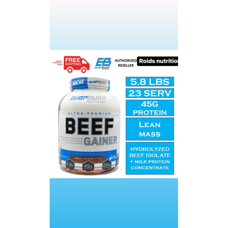 💥BEST SELLING💥 EB EVERBUILD NUTRITION 100% BEEF GAINER 5lbs /ZERO SUGAR ...