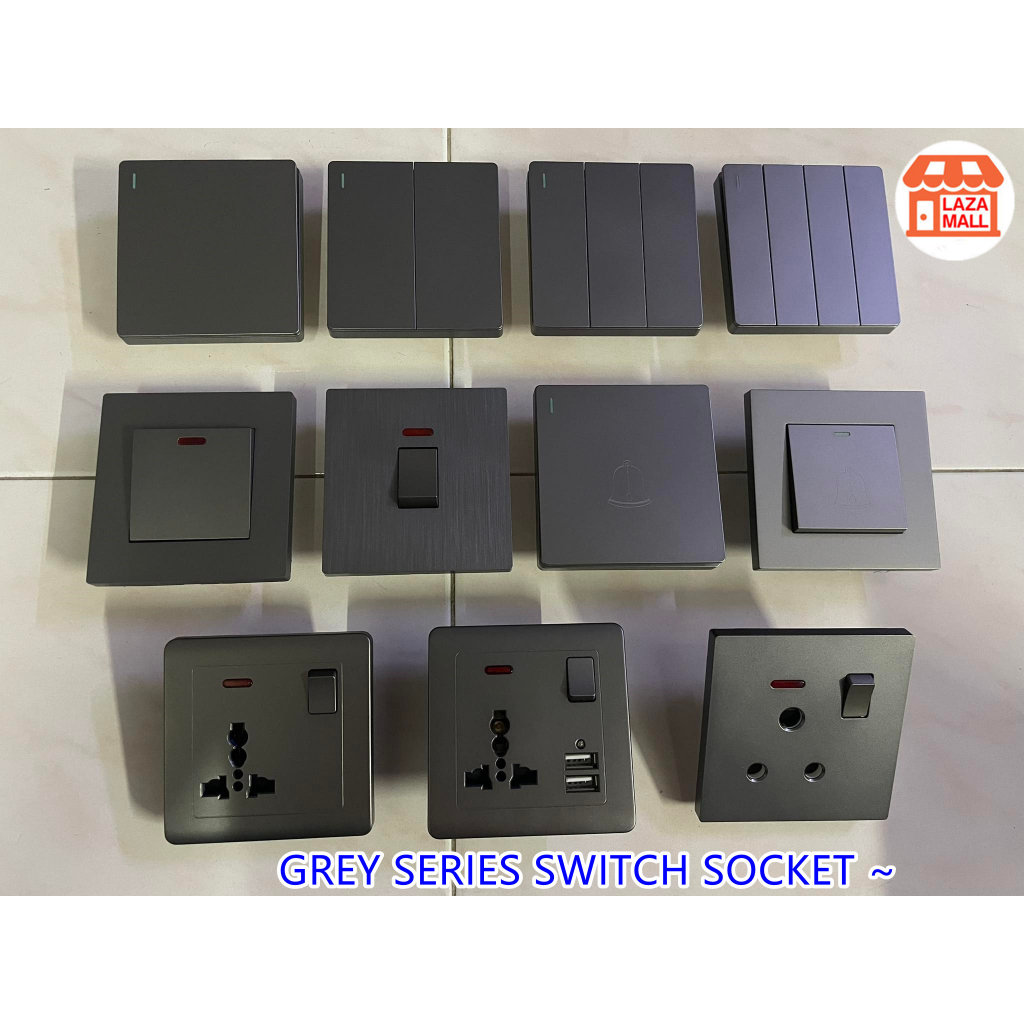 GREY COLOR(ALL IN 1) SWITCH SOCKET 10A / PLUG SOCKET 13A / ROUND SOCKET ...