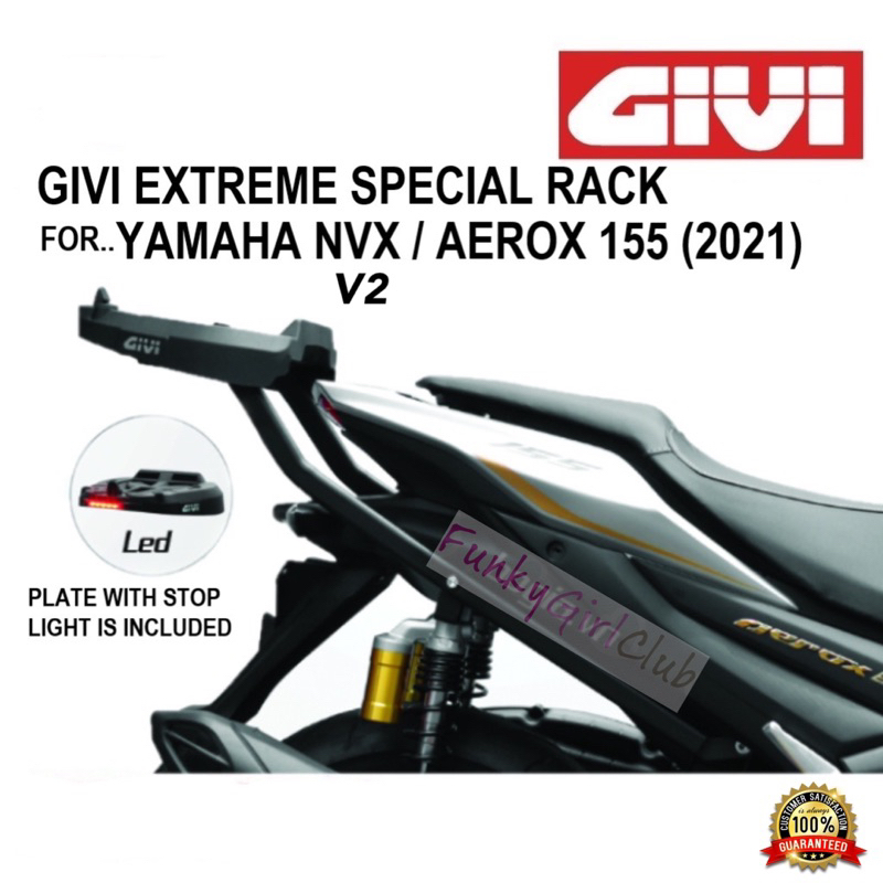 GIVI HEAVY DUTY RACK SRX YAMAHA NVX V2 AEROX 155 NVX155 2021 LED STOP ...