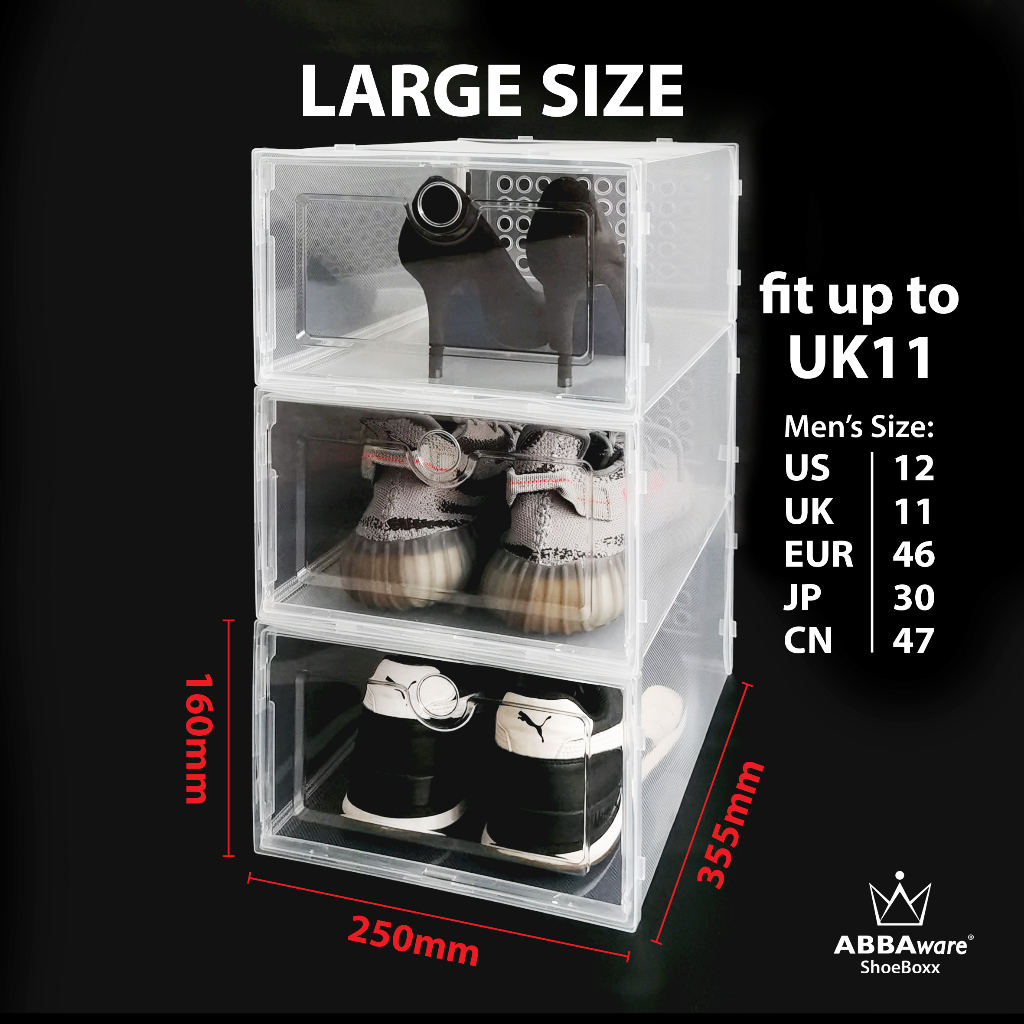 Abbaware Large Shoe Box Super Transparent/ Kotak Kasut /Stackable Shoes ...