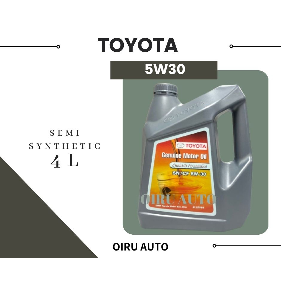 Toyota 5W30 Engine Oil 4L Minyak Hitam Semi Synthetic 5W30 Minyak Enjin ...