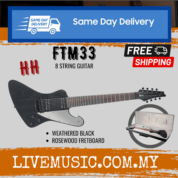 Ibanez FTM33-WK Fredrik Thordendal Signature 8-String Electric Guitar w ...