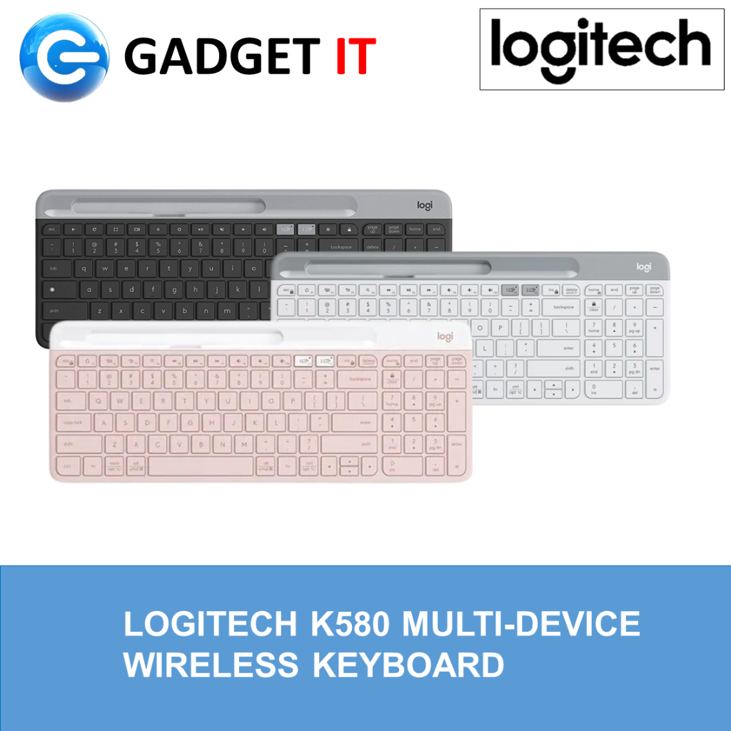 Logitech K580 Slim Multi Device Wireless Keyboard Graphite Off White Pink Kb Lgt K580