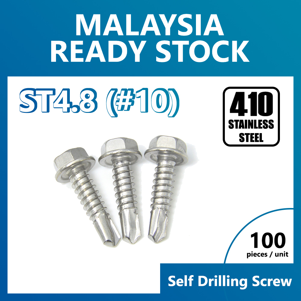 ST4.8 Self Drilling Screw 410 Stainless Steel Hex Flanged Roof Stronger ...
