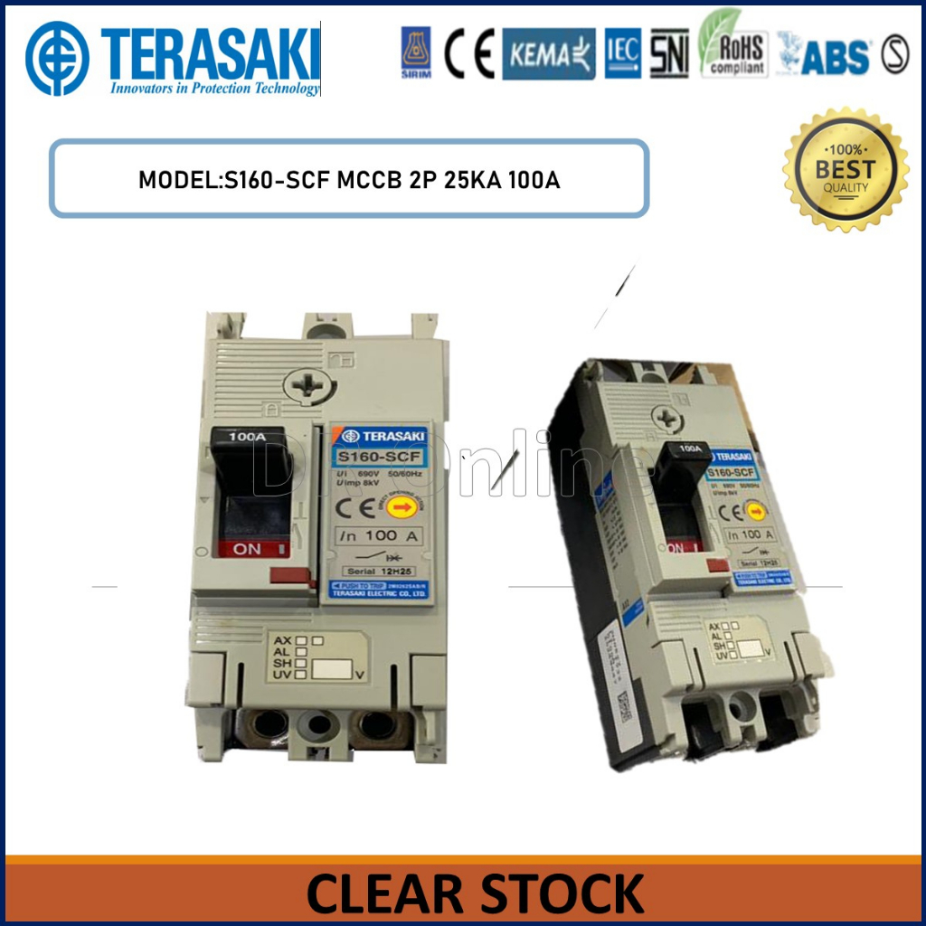 Terasaki Moulded Case Circuit Breaker 2 Pole 25KA 100A ( MCCB ) S160-SCF | Shopee Malaysia