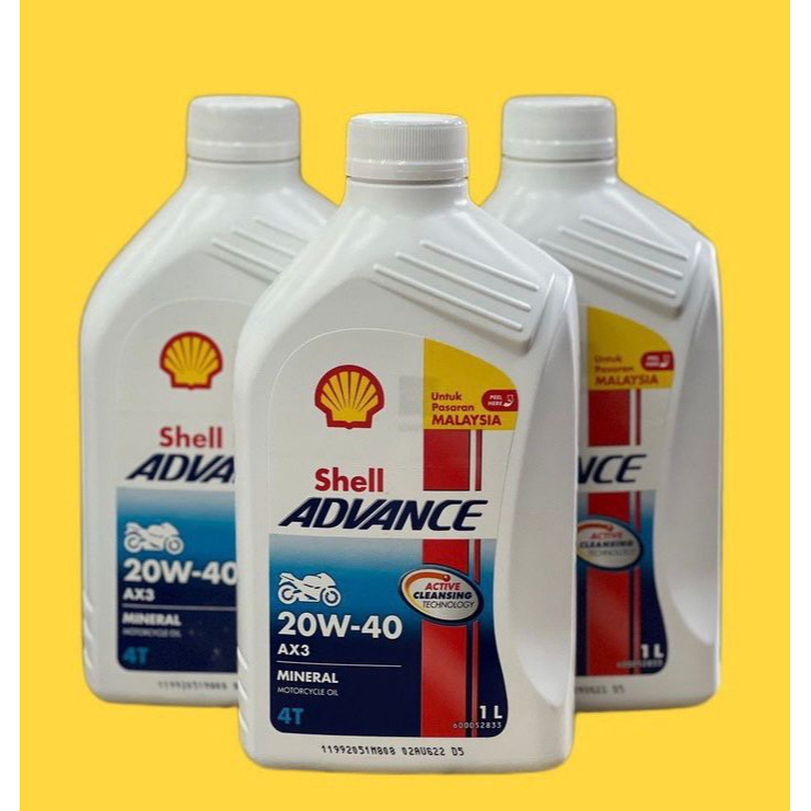 100% ORIGINAL 4T SHELL ADVANCE AX3 20W-40 1L MINERAL OIL 100% ORIGINAL ...