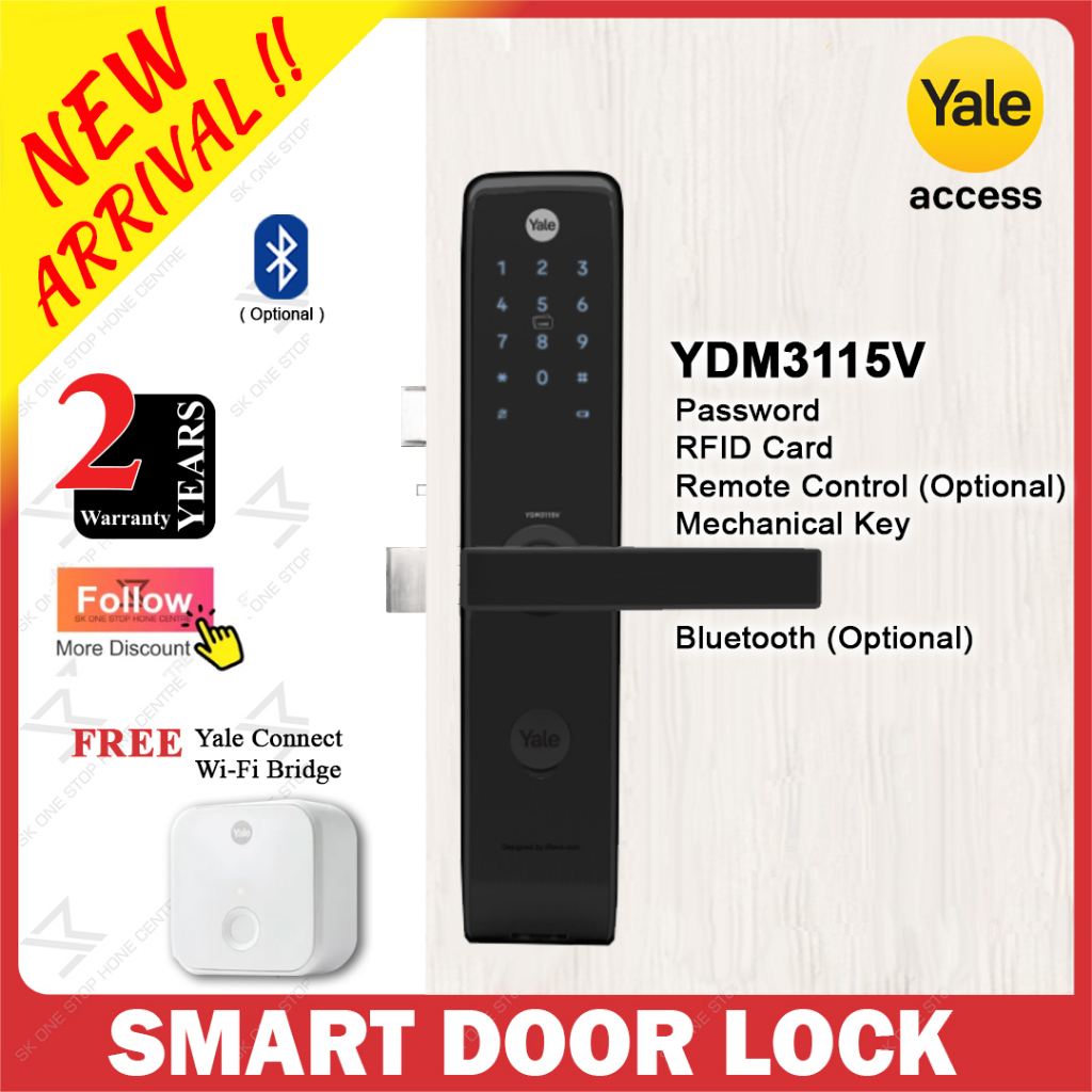 YALE Push Pull Smart Door Lock (FREE Yale Connect Wi-Fi Bridge) ydm3115v | Shopee Malaysia