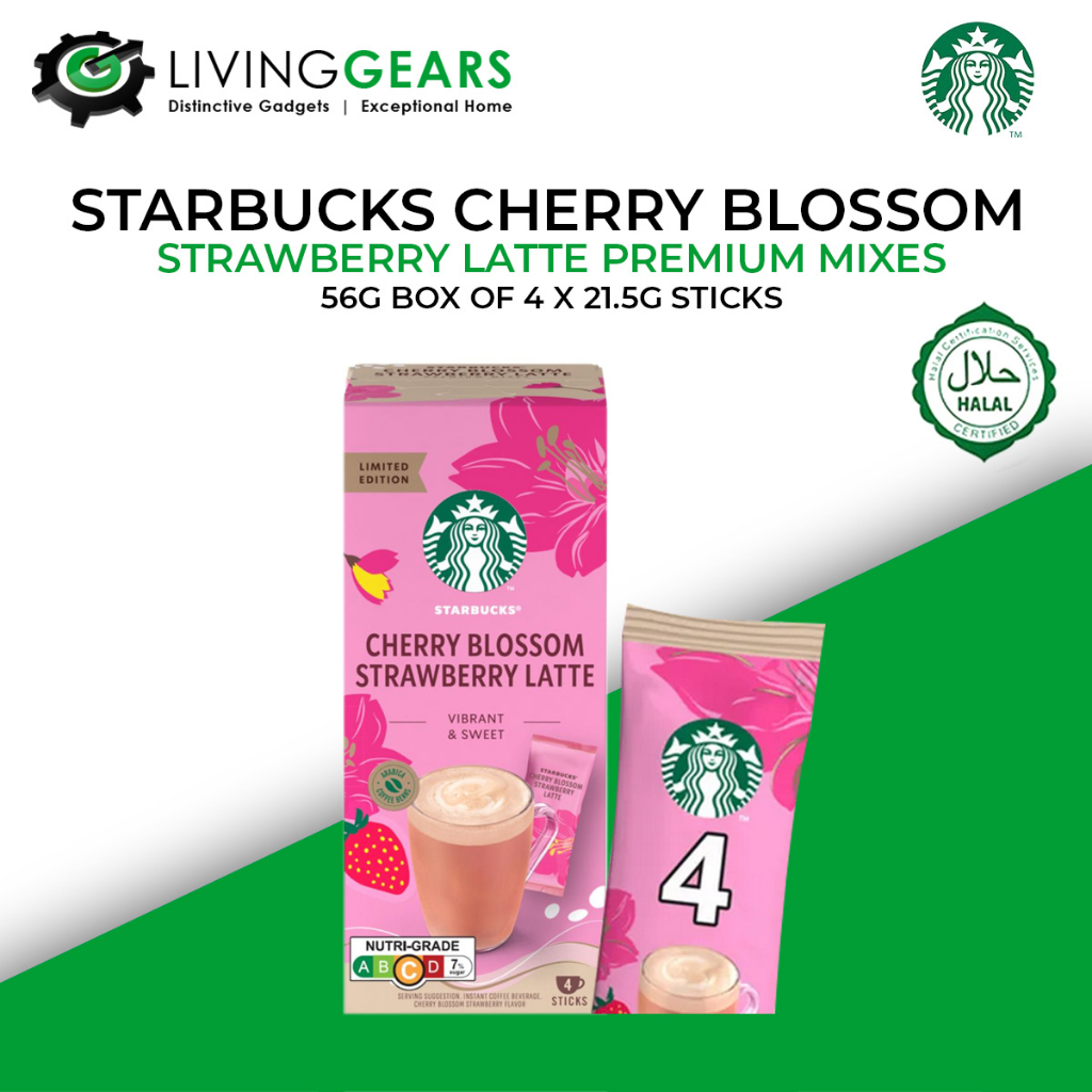STARBUCKS Cherry Blossom Strawberry Latte Premium Mixes (56g Box of 4 x ...