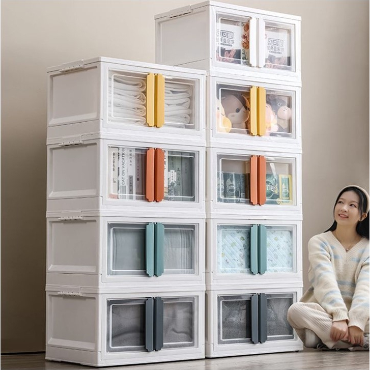 Storage Box with Wheel Foldable Storage Box Storage Cabinet Stackable ...
