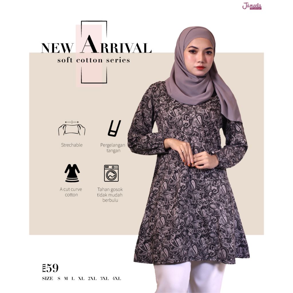 BAJU RAYA TERBARU SOFT COTTON BLOUSE LABUH MUSLIMAH FASHION PLUS SIZE ...