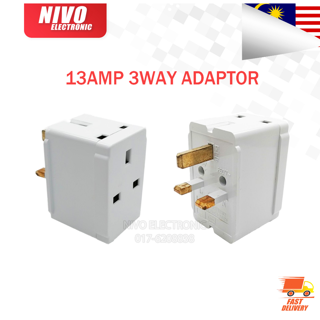 Top UK 3 Way Adaptor 13AMP 250V 50/ 60Hz 3 WAY PLUG 3 WAY UK PLUG ...