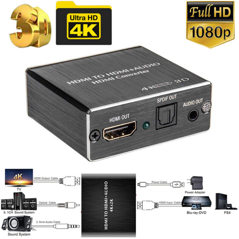 🇲🇾 Audio Extractor HDMI to HDMI and Optical TOSLINK SPDIF + 3.5mm ...