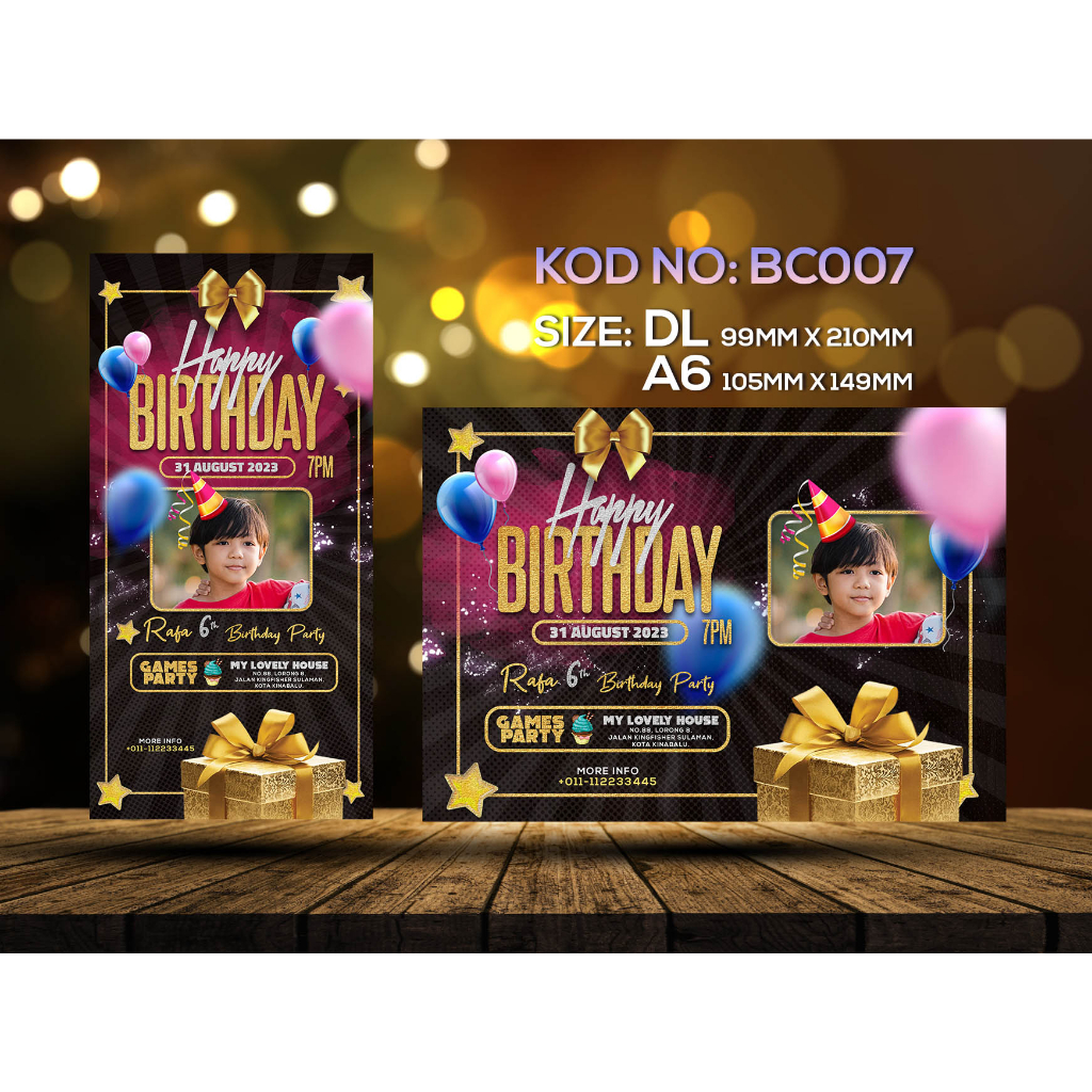 Kad Hari Jadi / Kad Jemputan / Birthday Invitation Kod No. BC007 ...