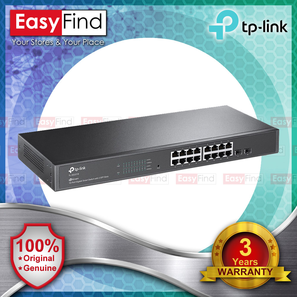 TP Link TL-SG2218 JetStream 16-Port Gigabit Smart Switch with 2 SFP ...