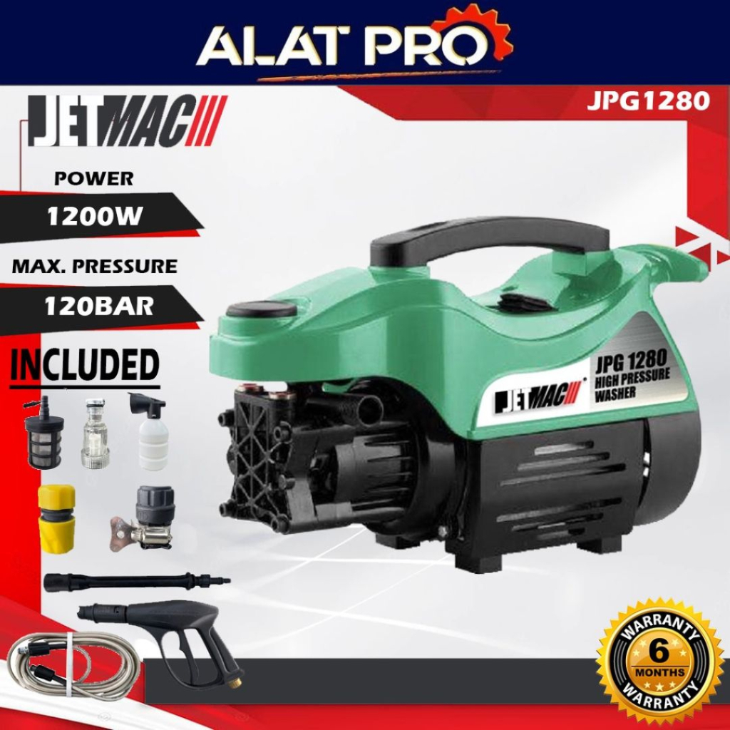 Jetmac 1200W 120Bar 11L/min Induction Motor Pressure Washer JPG1280 ...