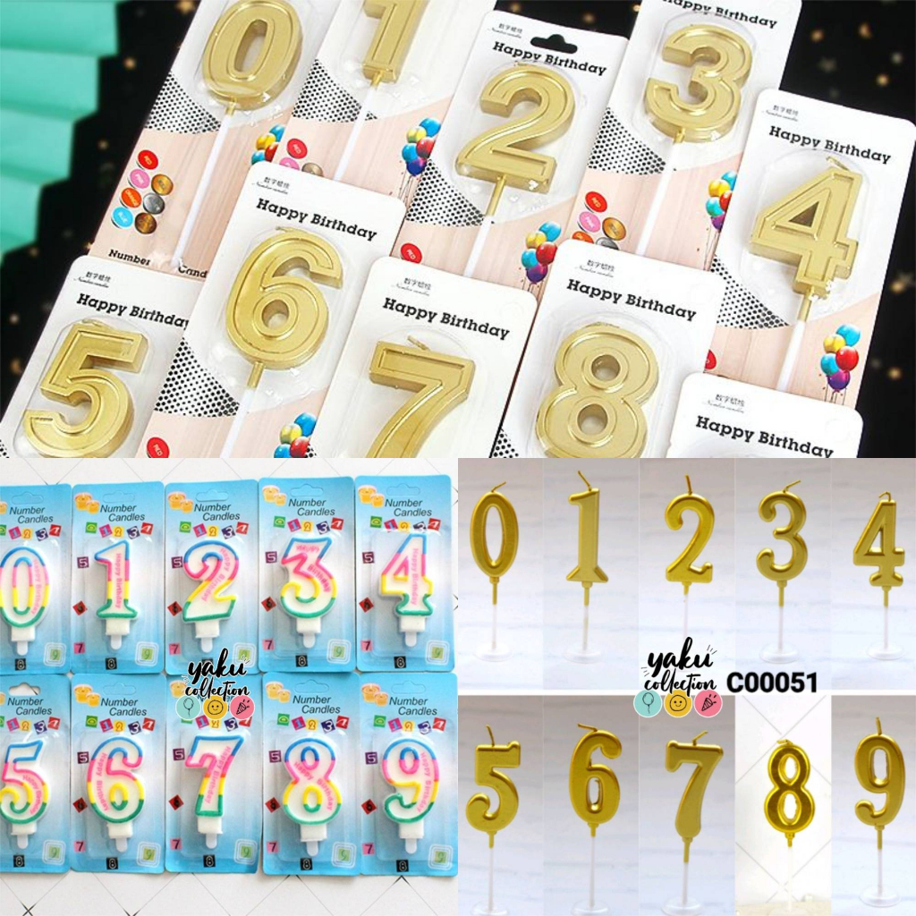 [YAKU] Birthday Number Candle Cake Decoration Cake Topper 0-9 ...