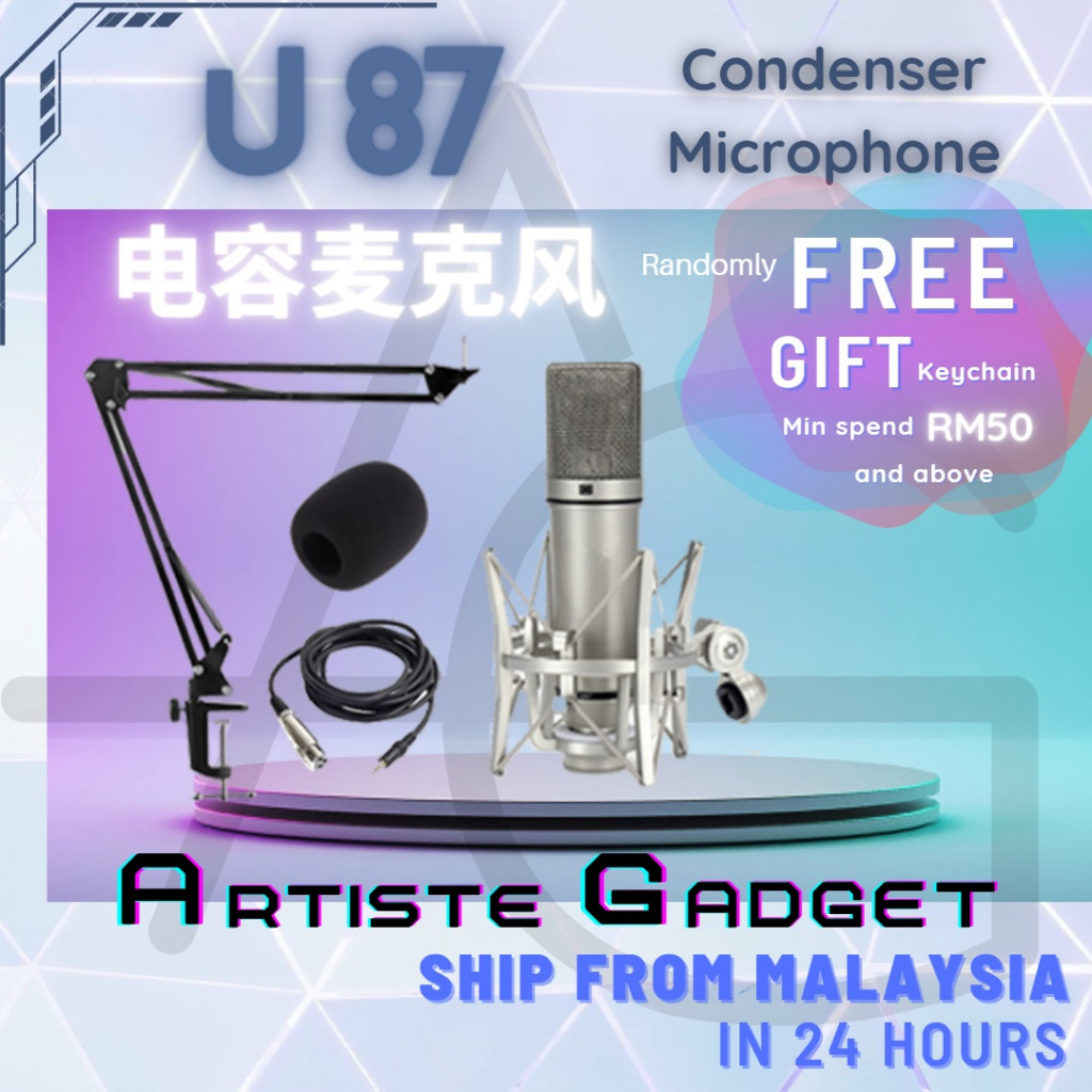 【READY STOCK】⚓METAL⚓U87 Condenser Microphone Professional Studio Set ...
