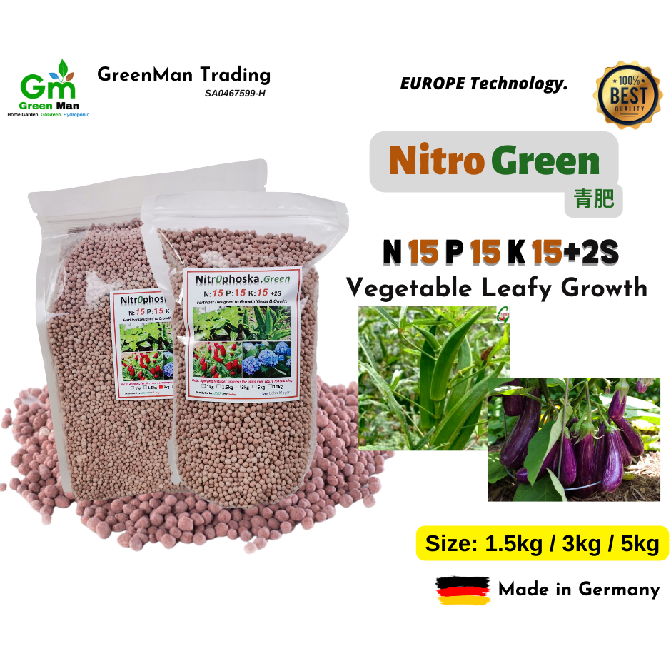 Baja Nitro Green- NPK 15-15-15+2S Fertilizer Sayuran Subur Vegetable ...