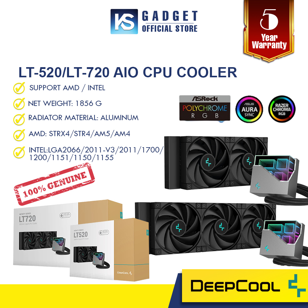 DeepCool LT720/LT520 240mm/360mm All-In-One CPU Liquid Cooler | Shopee ...
