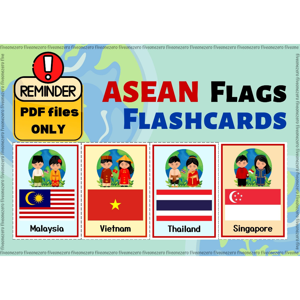 [PDF Softcopy] ASEAN countries flags flashcards, printable flashcards ...