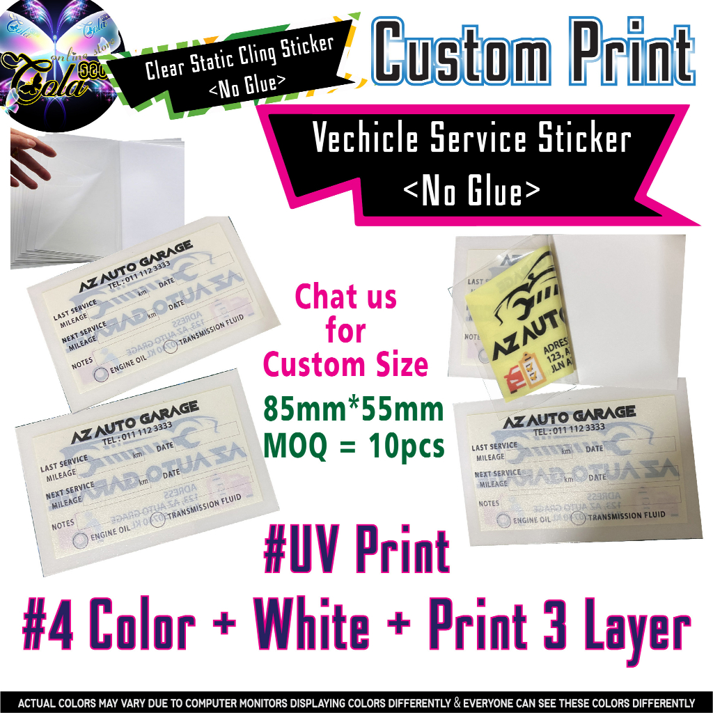Static Cling Sticker Vehicle Workshop Car Service Sticker Custom Print ...