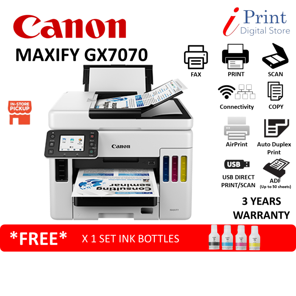 CANON MAXIFY GX7070 / GX6070 PRINTER INK TANK HIGH VOLUME PRINTING ALL ...